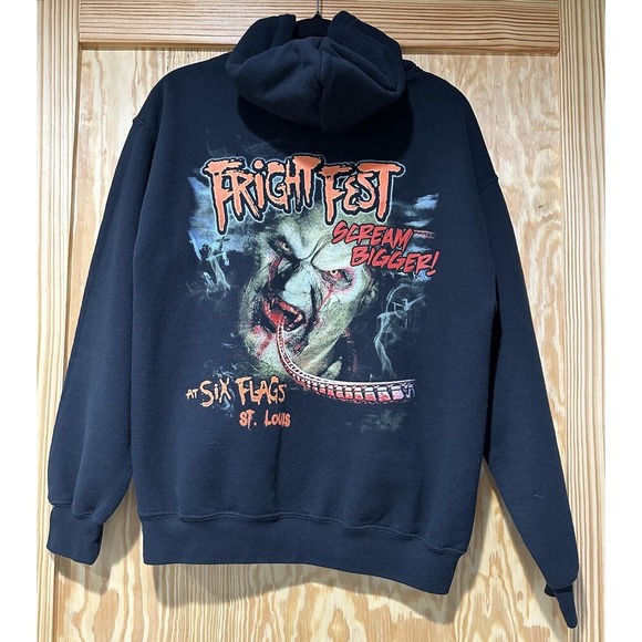 Gildan | Shirts | Six Flags Fright Fest Horror Zombie Roller Coaster ...